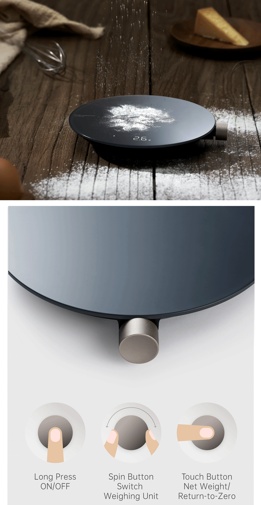 HOTO Smart Digital Kitchenware Scale with High Precise Measuring Sensor ...