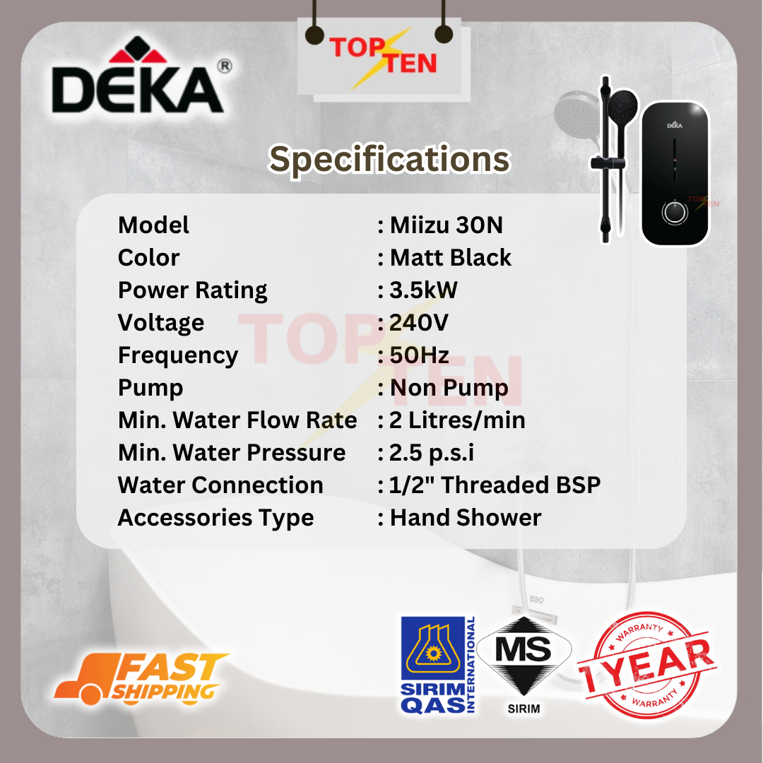 DEKA MIIZU 90 MIIZU 30 DC Pump Instant Heat Water Heater with ...
