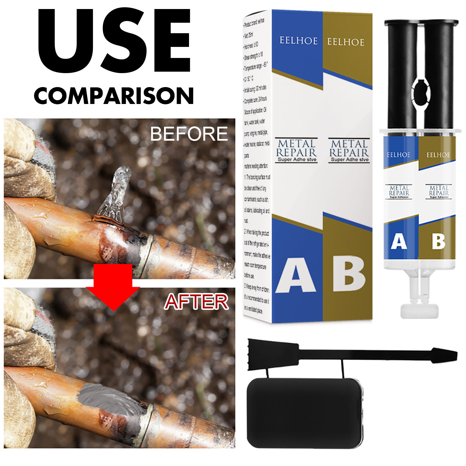 Metal Glue A+B Metal Repairing Adhesive Glue Casting Glue Welding Glue High Strength Bonding ...