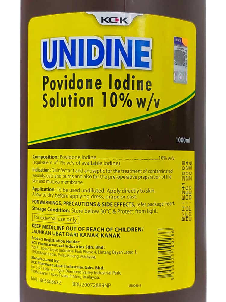 Unidine Povidone Iodine Solution 10% w/v 1000ml | Shopee Malaysia