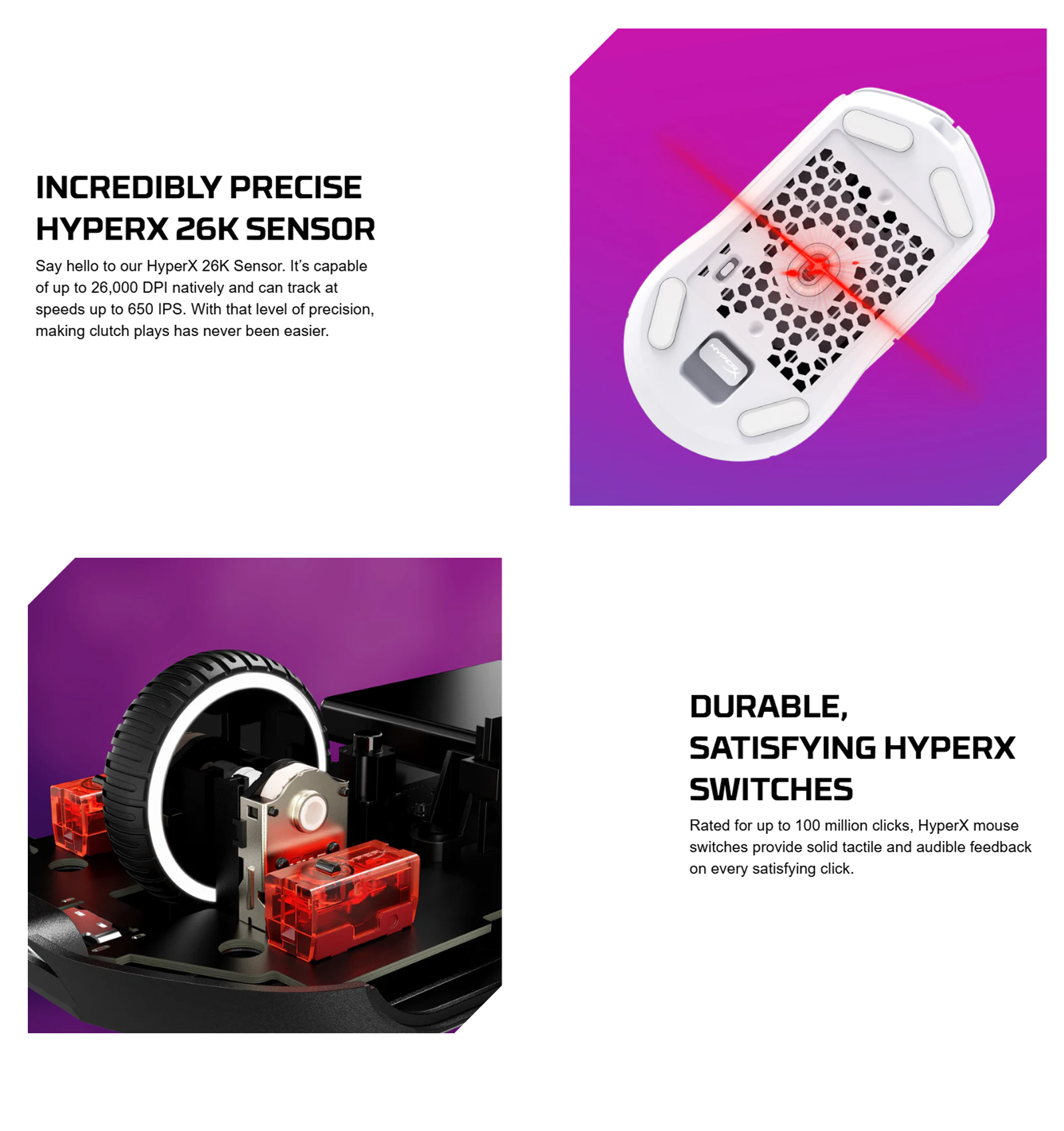 HyperX Pulsefire Haste 2 Wireless Gaming Mouse with HyperX 26K Sensor ...