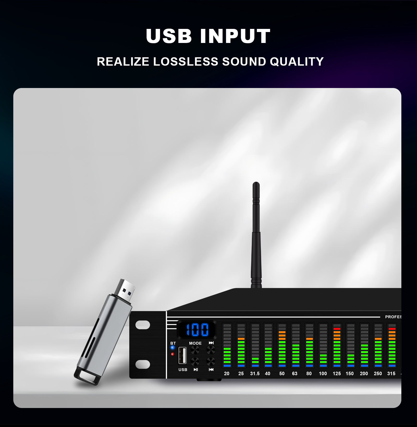 Dual Channel Graphic Equalizer Led Digital Audio Sound Processor Sound ...