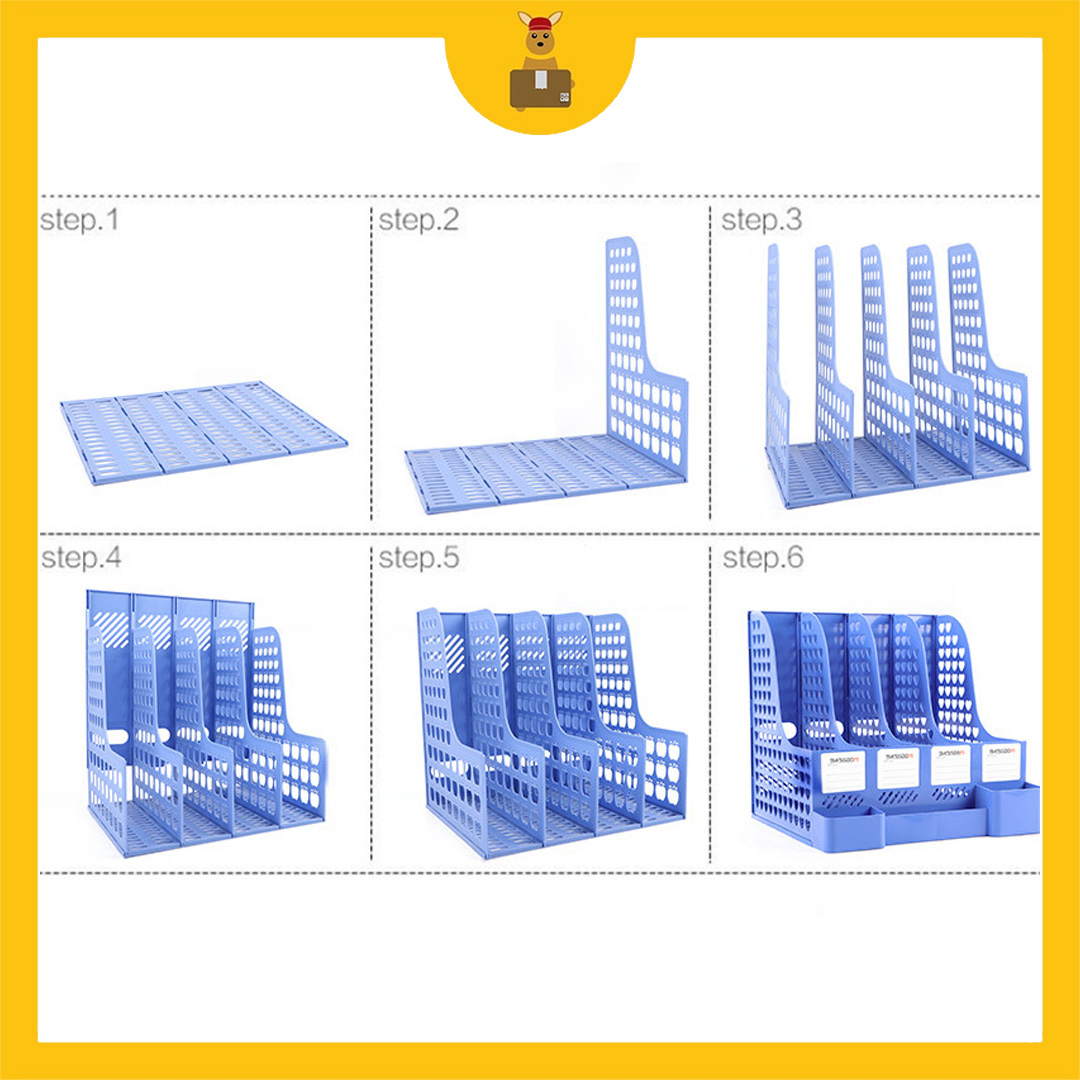 4 Slot Book Document Pencil Plastic Organizer Stand Desk Organizer ...