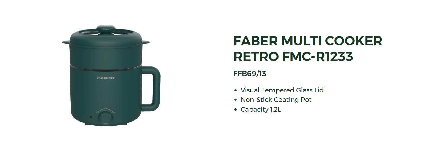 Faber Multi Cooker Pot 1.2L Non-Stick Good For Hostel Periuk Elektrik ...