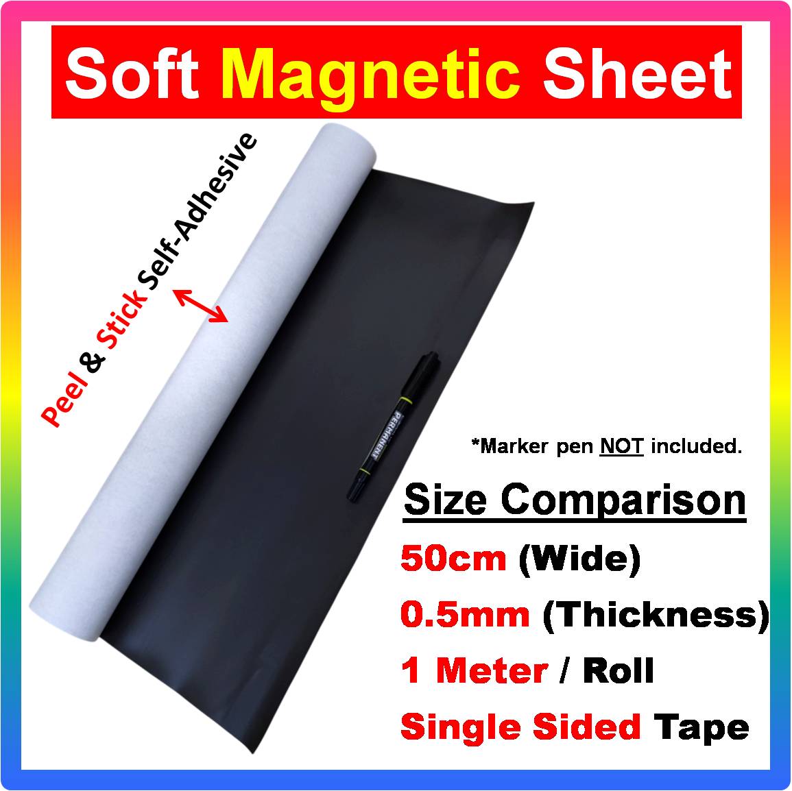 Flexible Magnetic Sheet Roll with Adhesive Tape | DIY Magnet Sticker ...