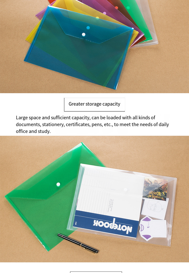 Transparent Button File Bag A4 Management Folder Paper Document ...