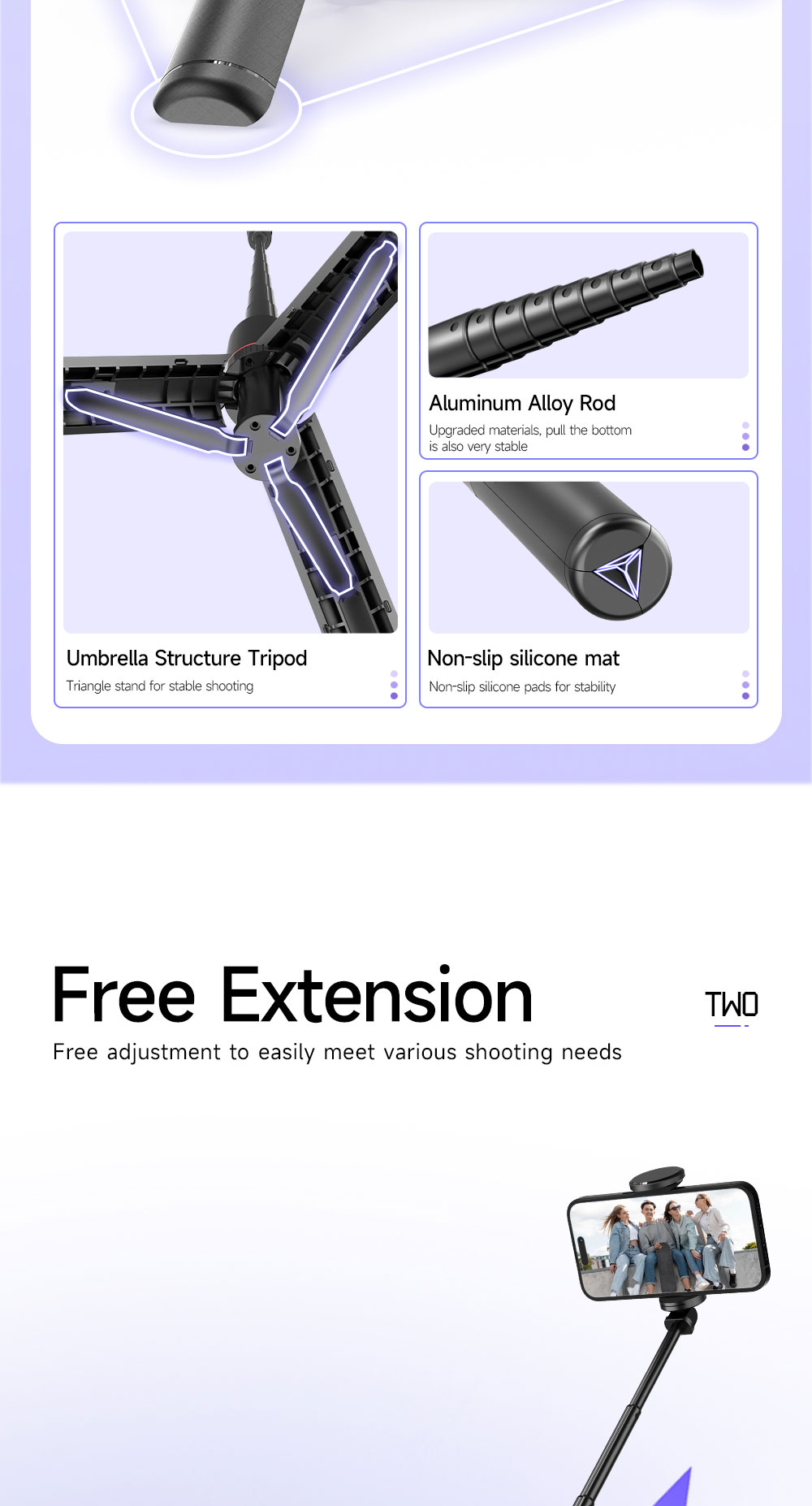 C21 Selfie Stick Wireless All-in-One Hidden Design Multi-Functional ...