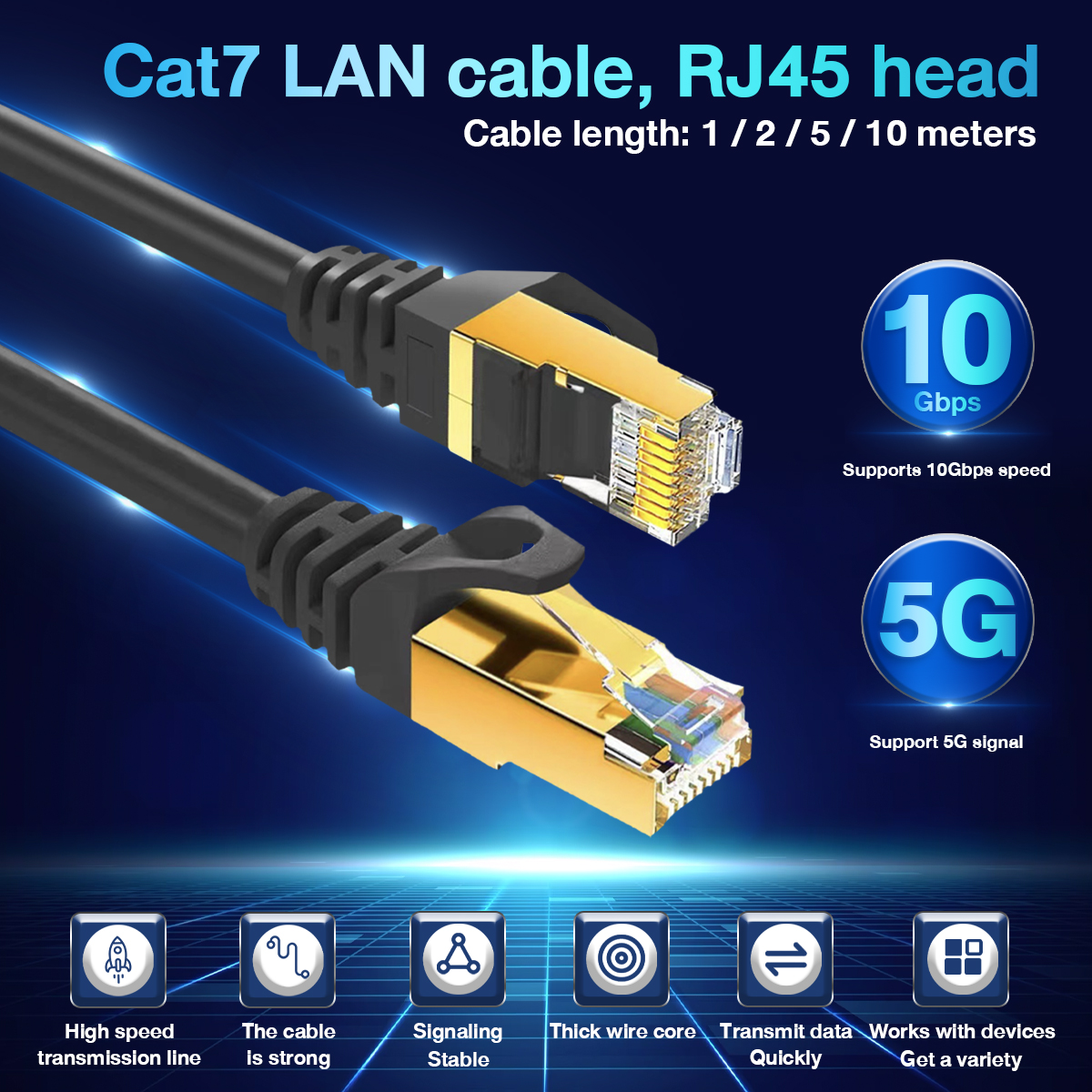 Cat8 Computer Network Cable Double Shielded SFTP 10G Ethernet Cable for ...