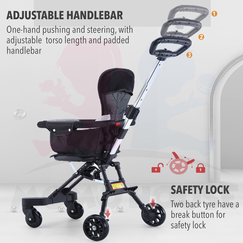【BOBOO】 Baby Stroller 2 way 4 wheels Ultra lightweight Foldable Soft ...