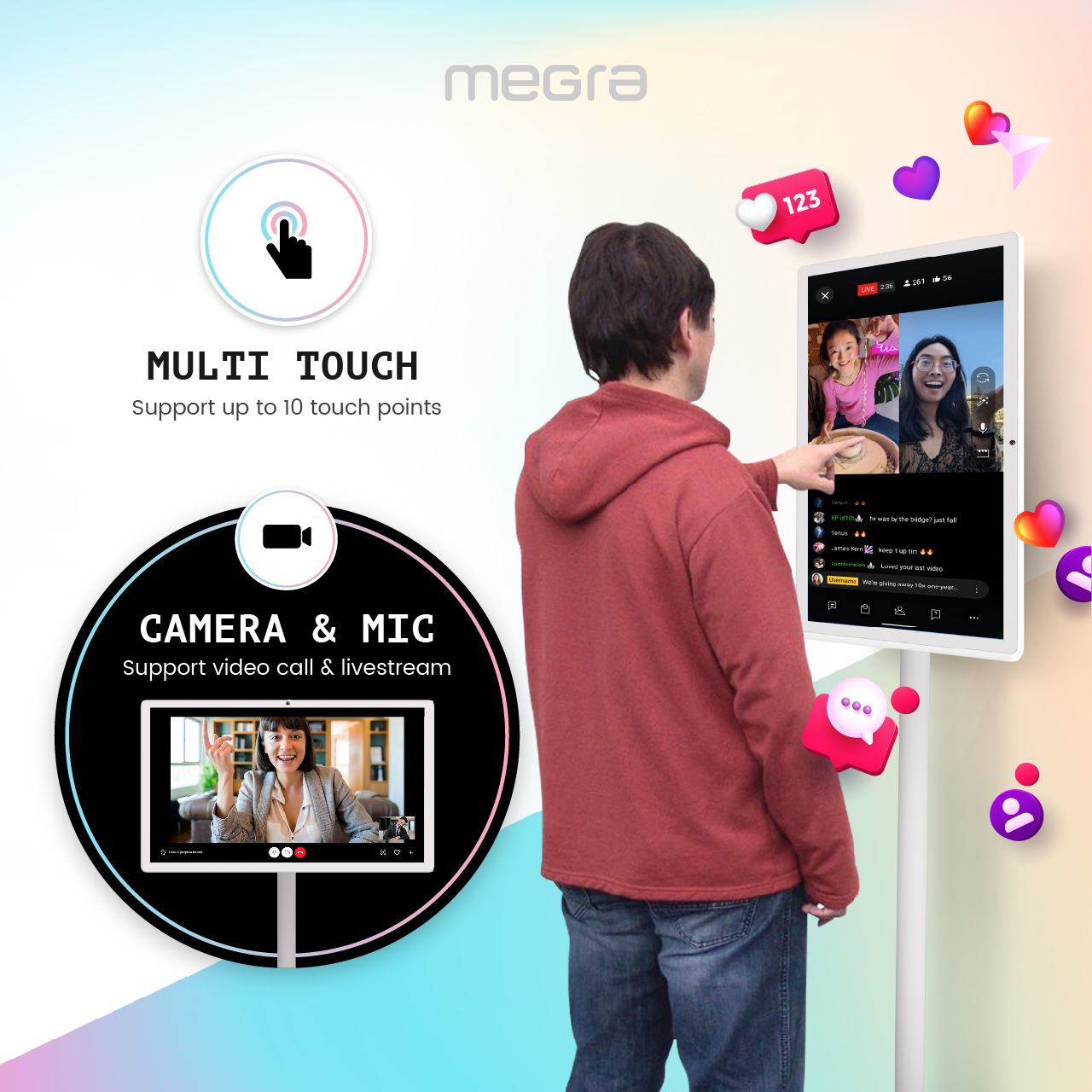 MEGRA Flip Touch 25" / 32" Portable Smart TV Rotate Touchscreen Monitor ...