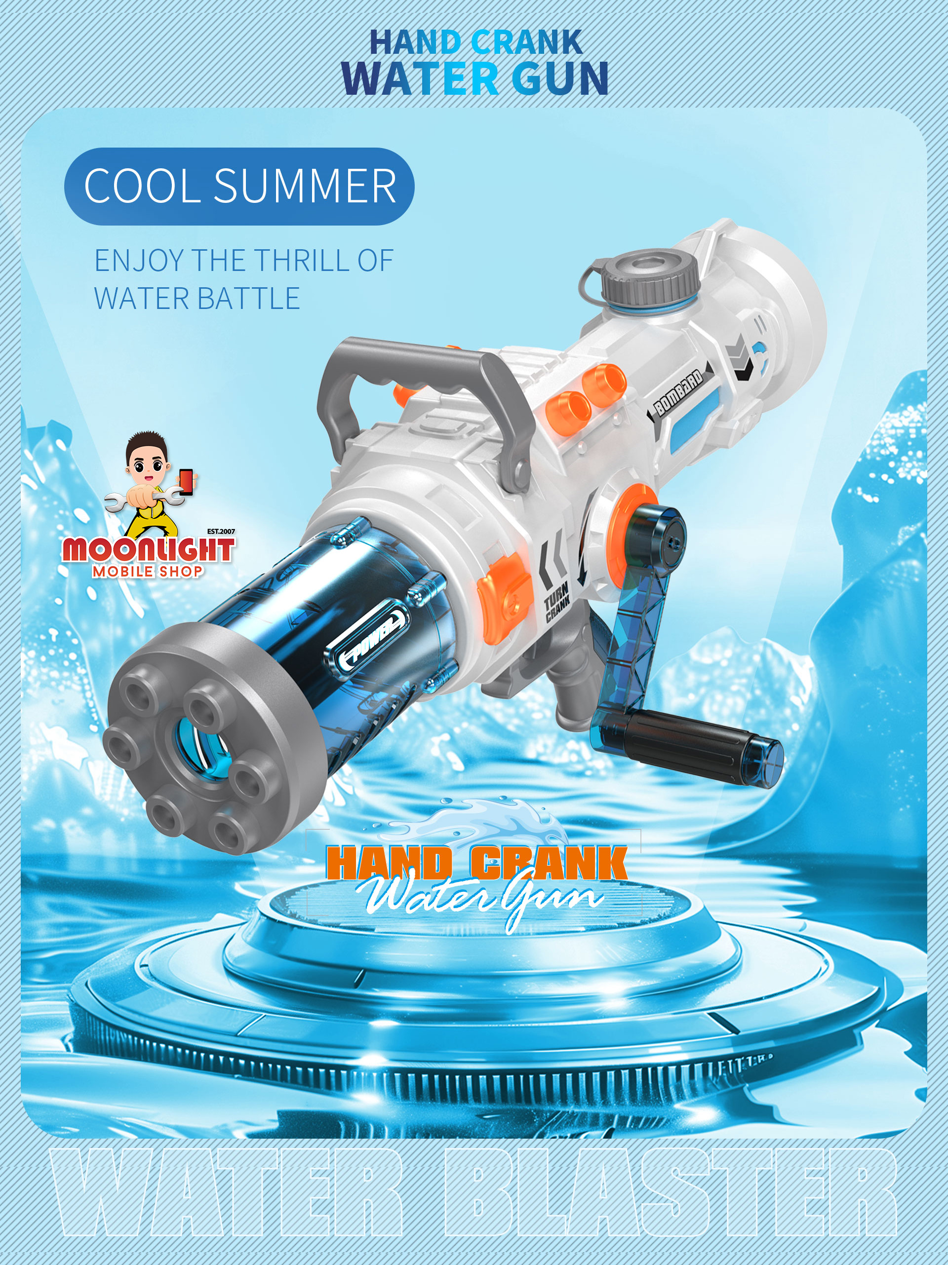 Water Gun Blaster XD36 Hand Crank Burst Guns Swimming Pool Toys Kids ...