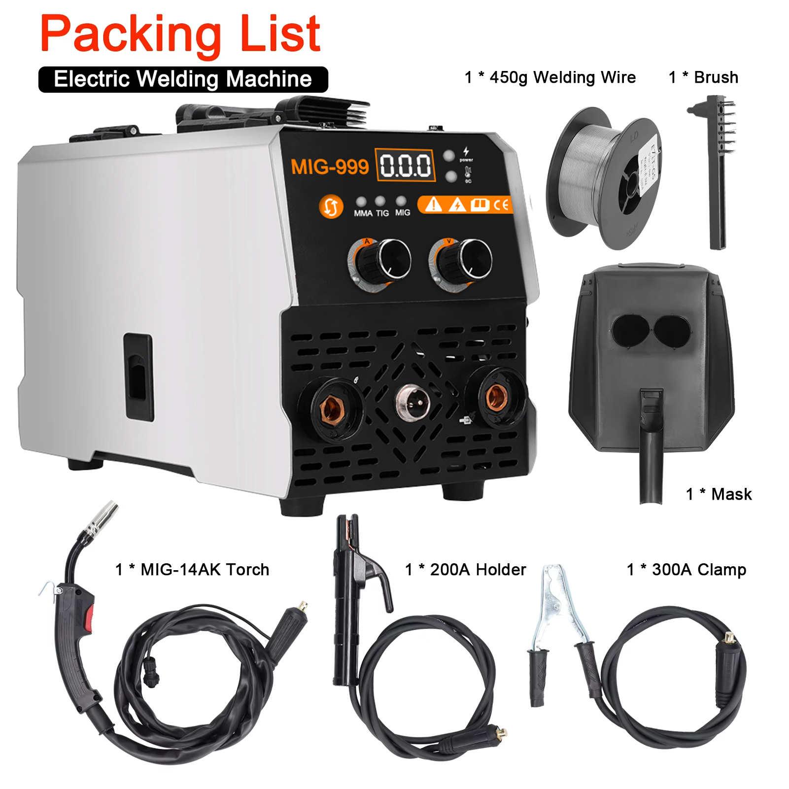 Mig/Mma-950 Welding Machine Set Gasless Inverter IGBT Mini Welder ...