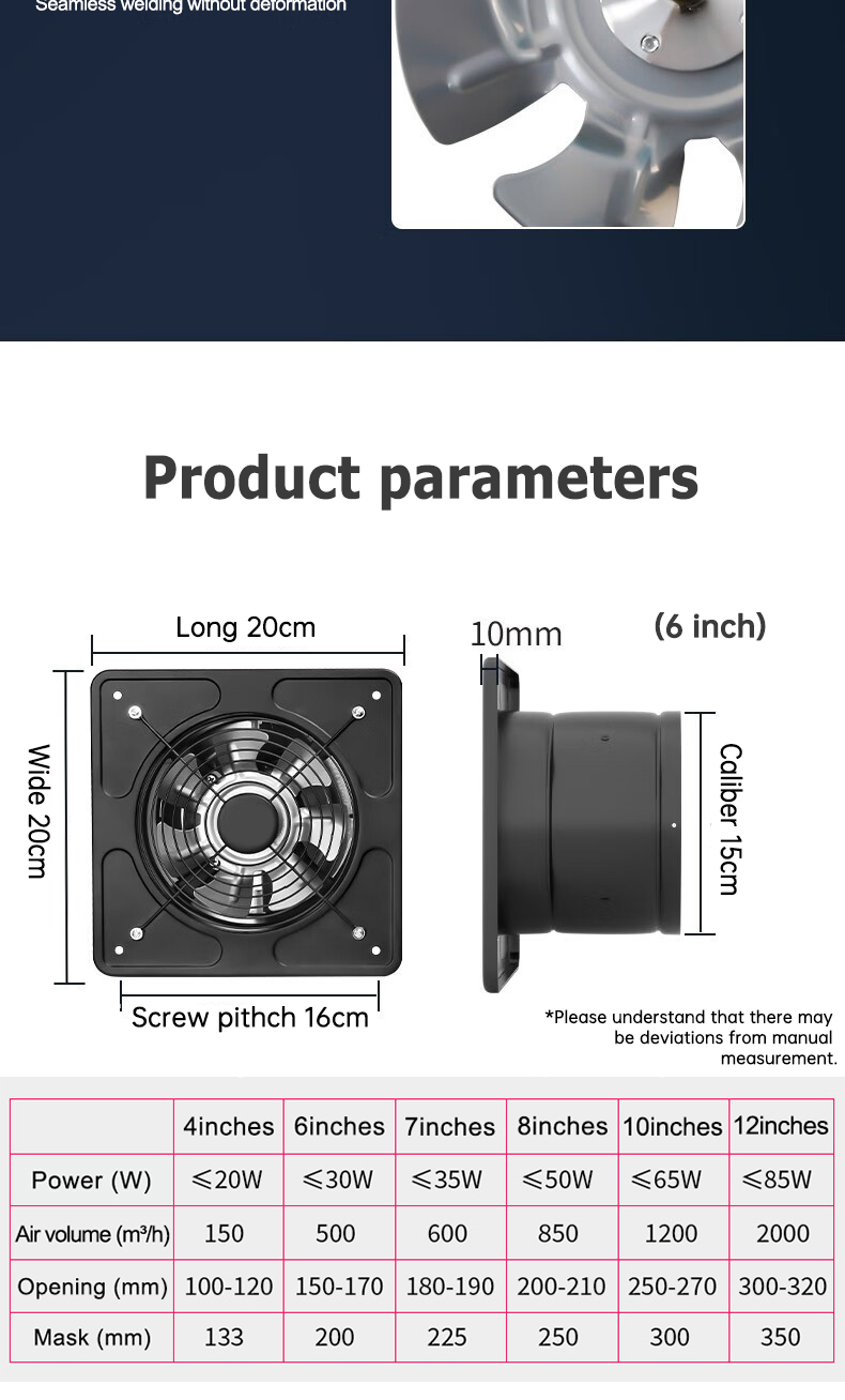 Portable Exhaust Fan 4/6/8/10/12 Inch Powerful Household Industrial ...
