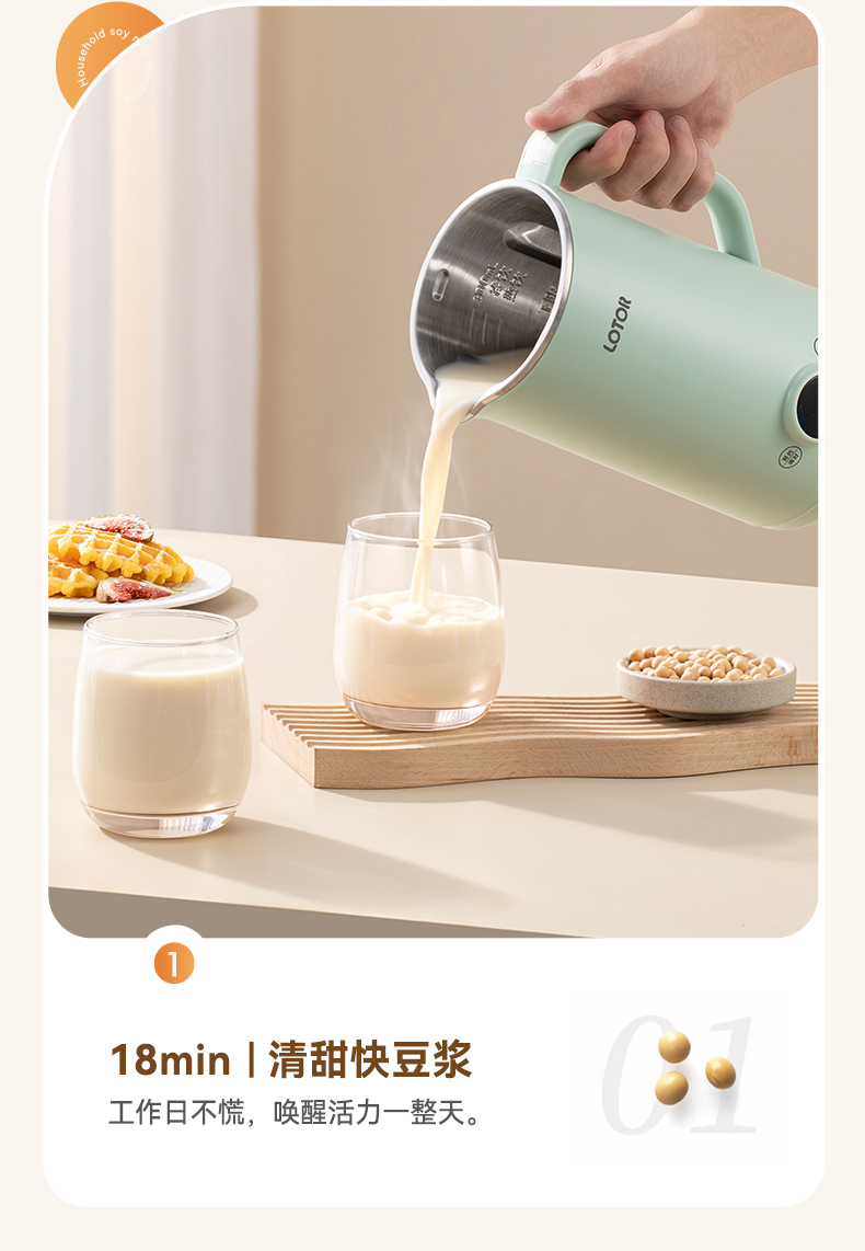 LOTOR迷你豆浆机660ml家用小型破壁免过滤多功能全自动料理机Heavy duty ice blender machine juice ...