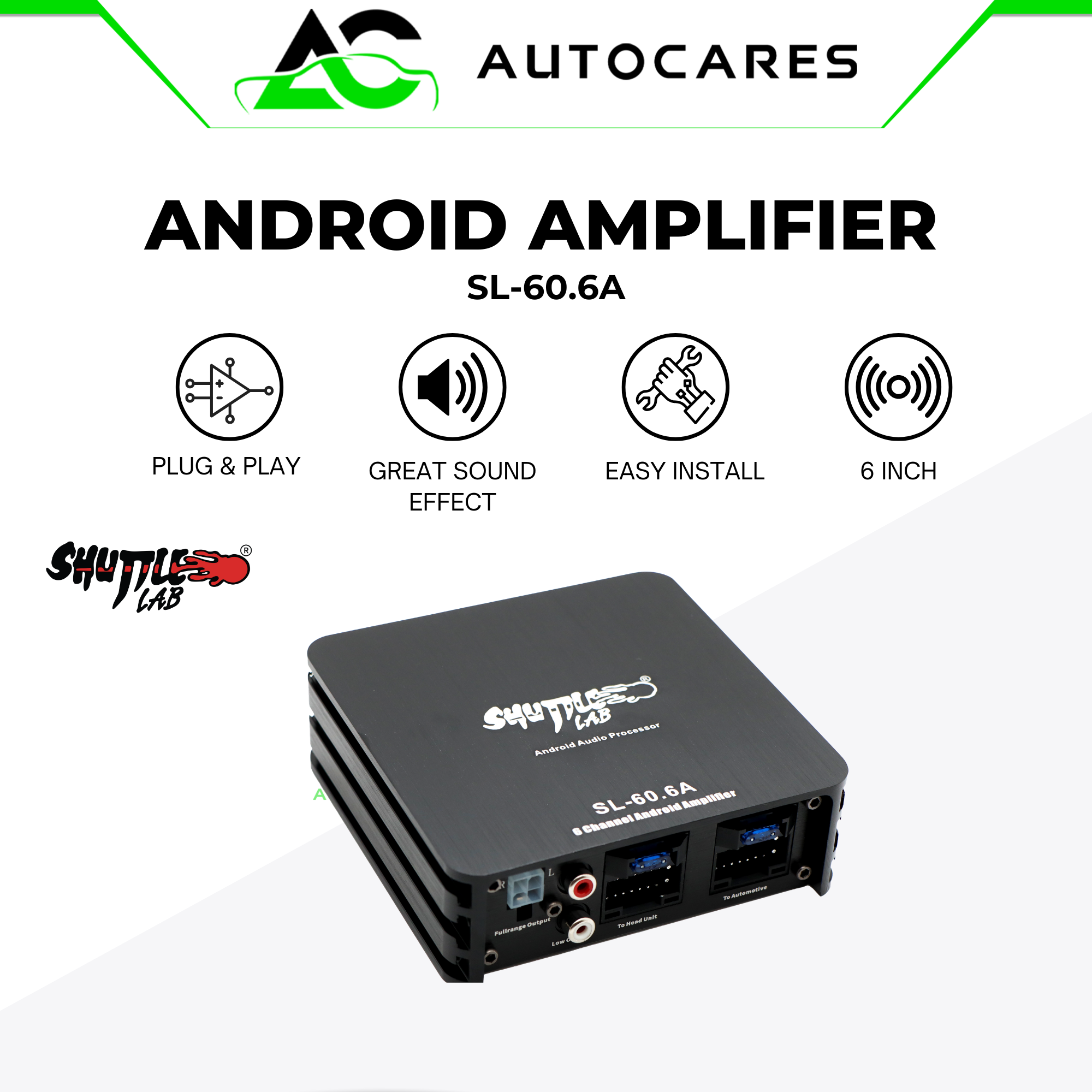 SHUTTLE LAB SL-60.6A DSP Plug & Play Android Amplifier 6CH Subwoofer Full Range Speaker Android ...