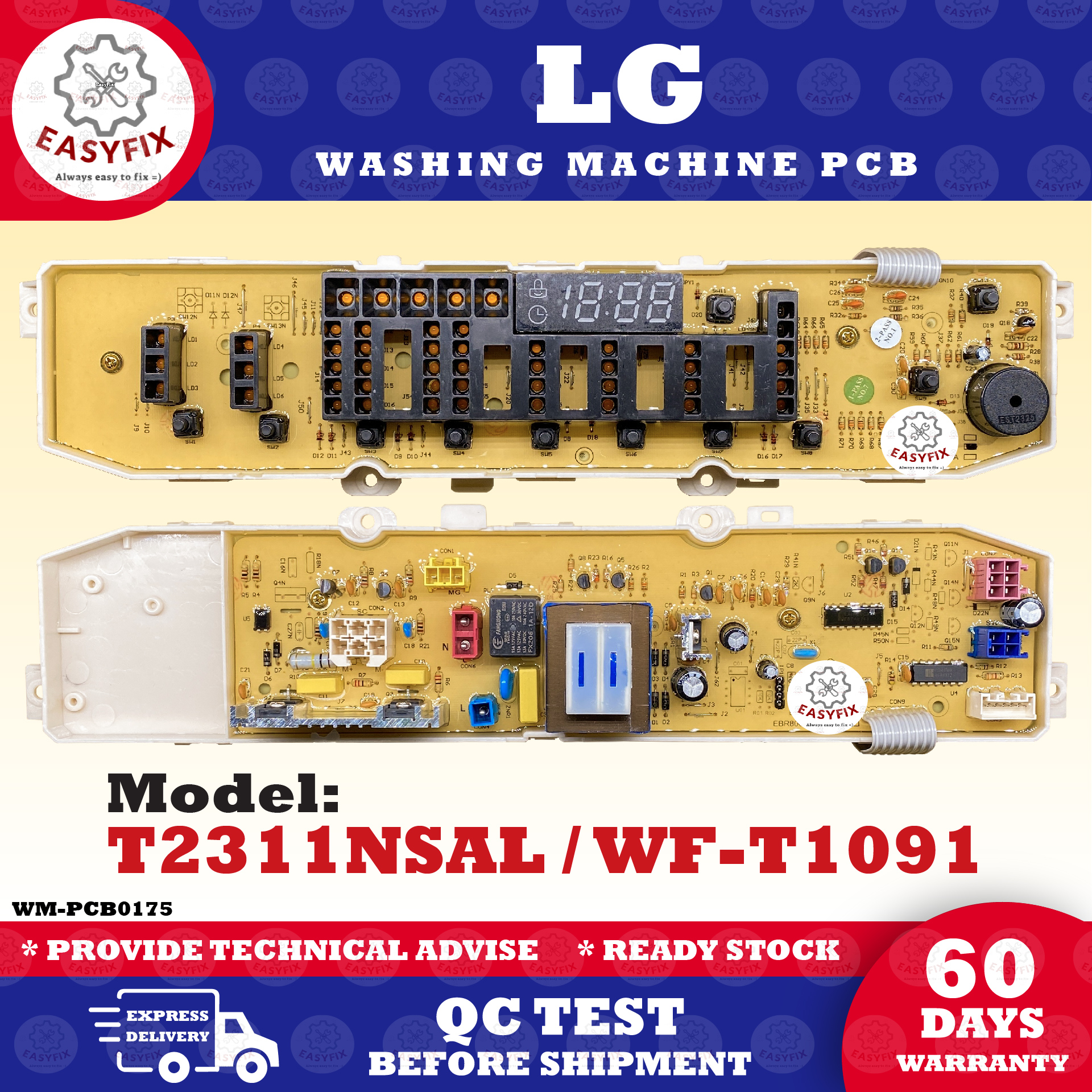 T2311NSAL / WF-T1091 LG WASHING MACHINE PCB BOARD (CONTROL BOARD) PANEL ...