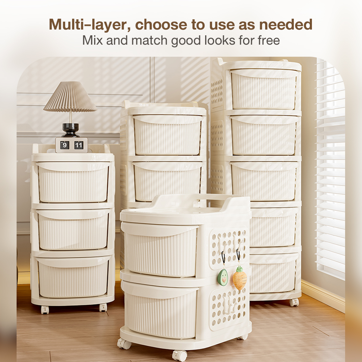Storage Rack Multi-layer Cabinet with wheels Moveable Drawer Cabinet ...