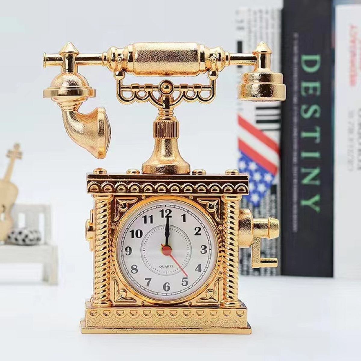 Classic Telephone Alarm Clock Jam Loceng Telefon Klasik Hiasan Meja ...