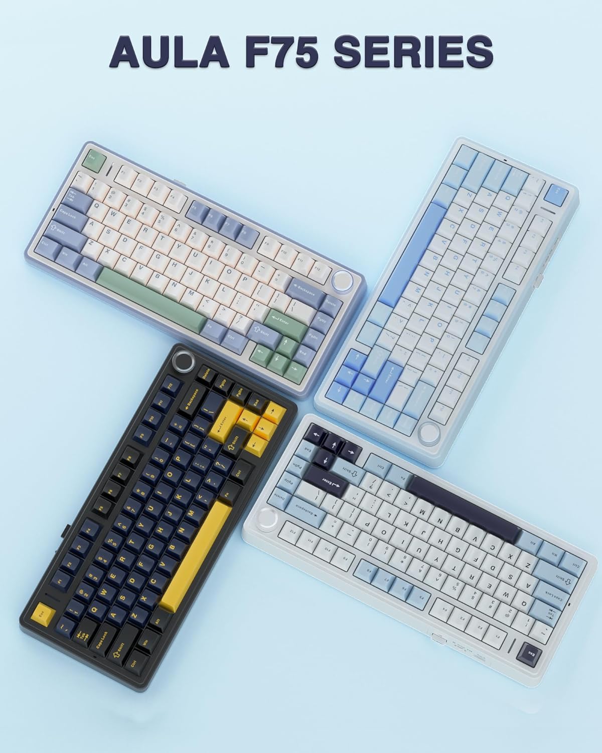AULA F75 Wireless Mechanical Gaming Keyboard 75% Layout with RGB Tri ...