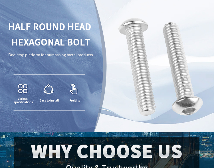 M8 Button Head Screw 304 Stainless Steel SHINY SURFACE Allen Bolt ...