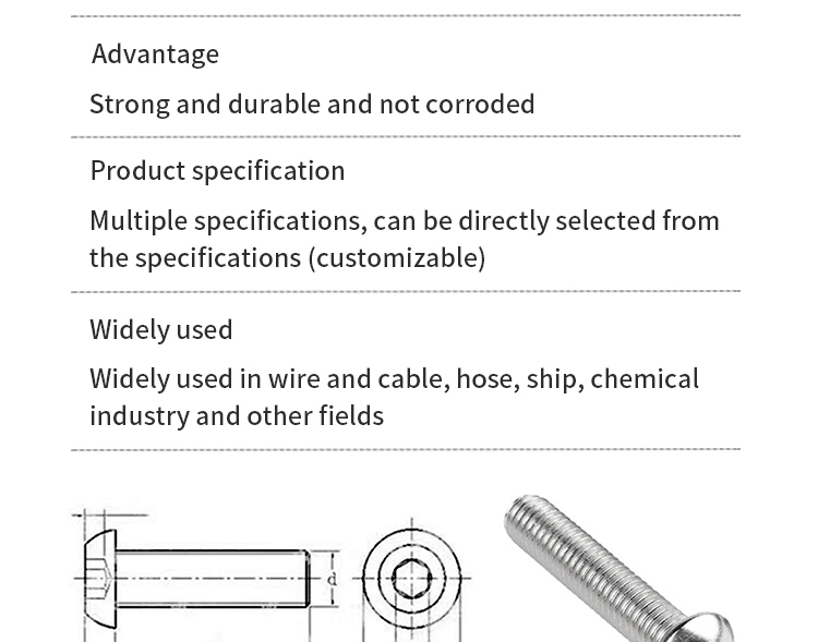 M8 Button Head Screw 304 Stainless Steel SHINY SURFACE Allen Bolt ...