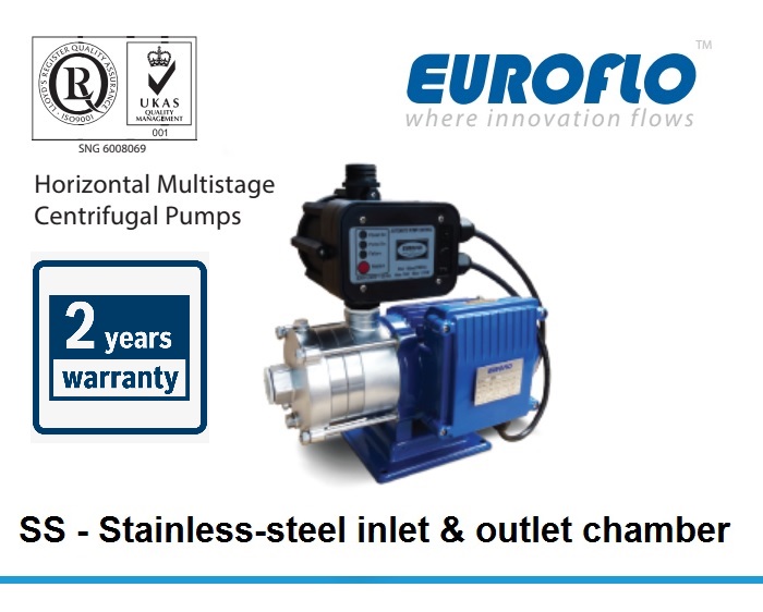 Euroflo EC204 (0.75Hp) Electronic Horizontal Multi-Stage Pressure Pump ...