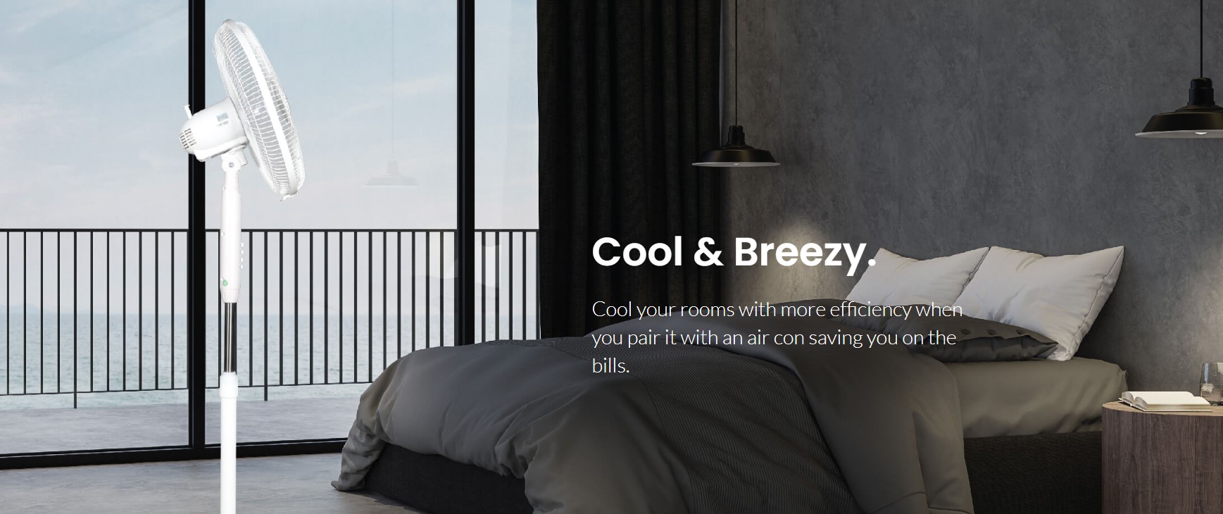 Ekobee 16 Inches Stand Fan 3 Blade Slim Design Adjustable Height White ...