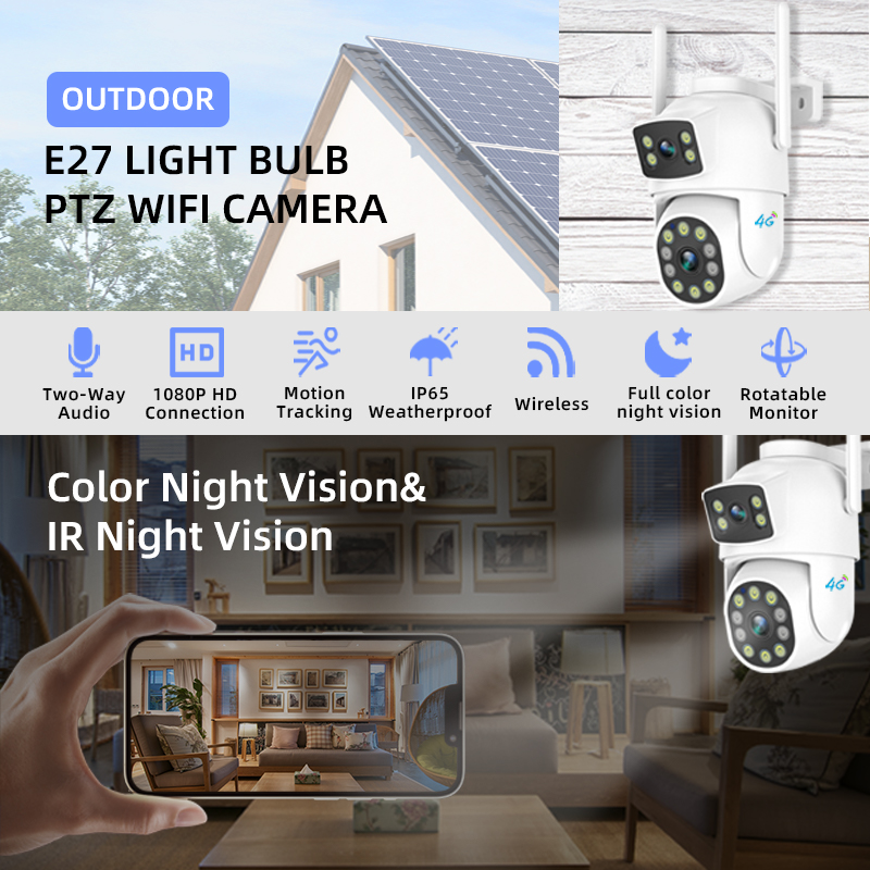 V380 4G CCTV 2MP Dual Lens Security IP CCTV Camera Wireless Outdoor Camera Full Color Night ...
