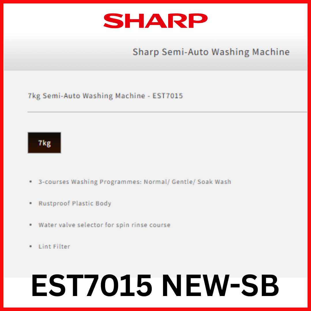 Sharp Semi Auto Washing Machine EST7015 / ESTP8016 / ESTP1116 ...