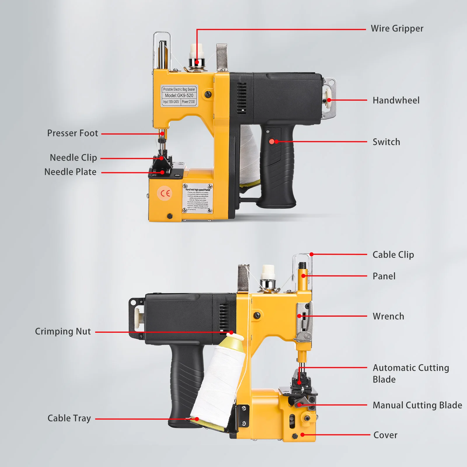 Electric Sewing Machine Handheld Mesin Jahit Industri Thread Portable ...