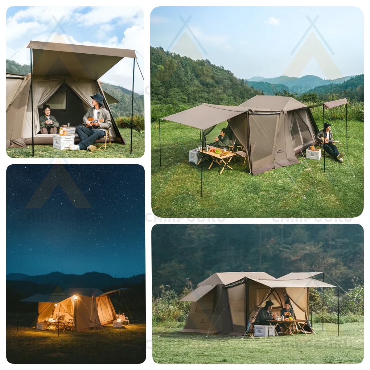 Naturehike Village 6 Gen 2 Flagship Edition Fast Automatic Cabin Tent Ti-Black Coating Camping ...