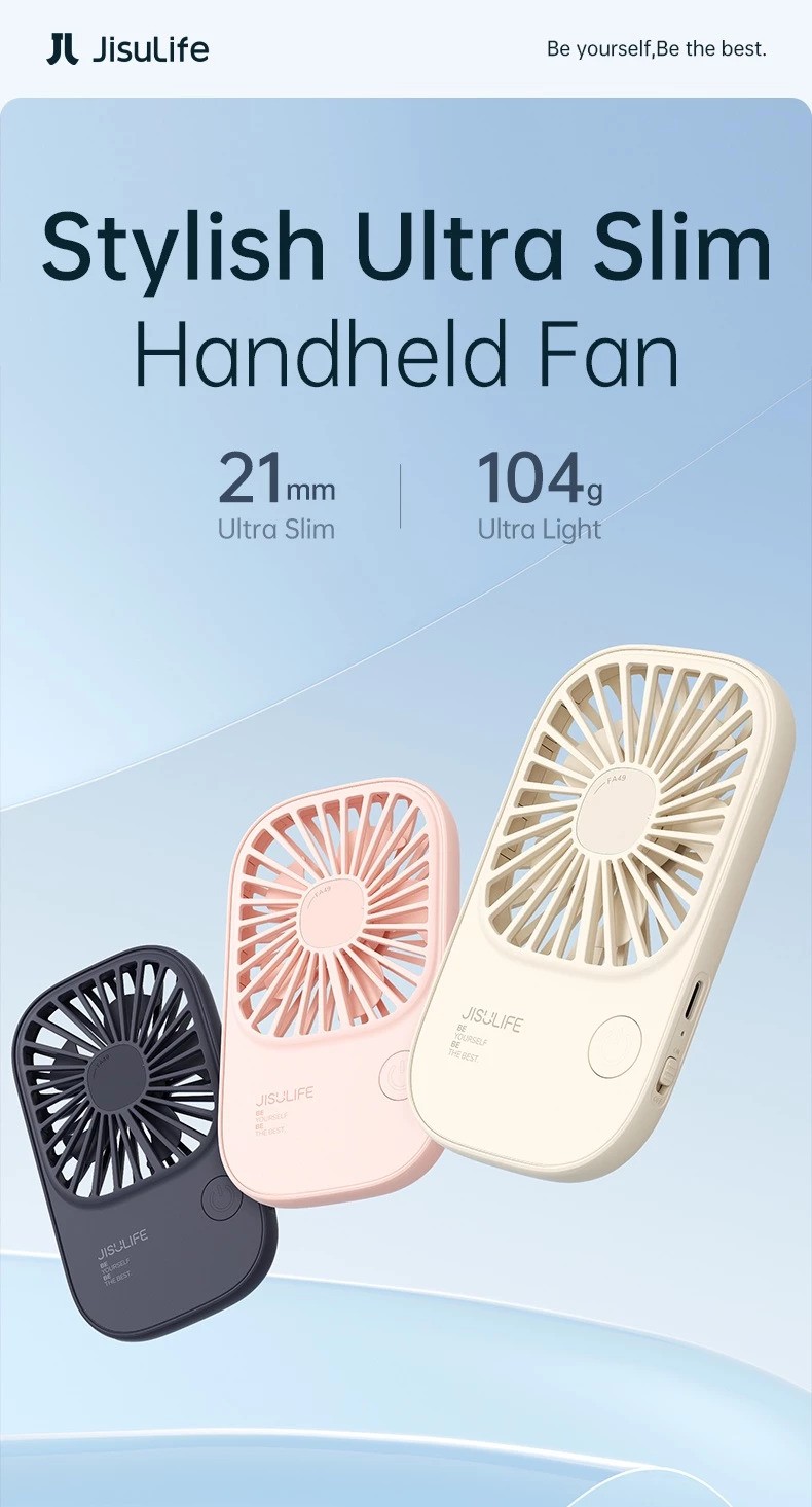 Jisulife Handheld Fan Ultra Slim Lightweight Mini Fan Small Pocket Size ...