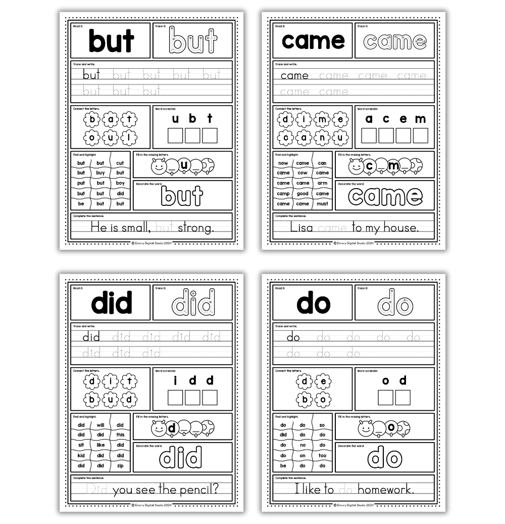 B17 - 52 Pages Kindergarten Dolch Sight Word Worksheets - Bahan Bantu ...