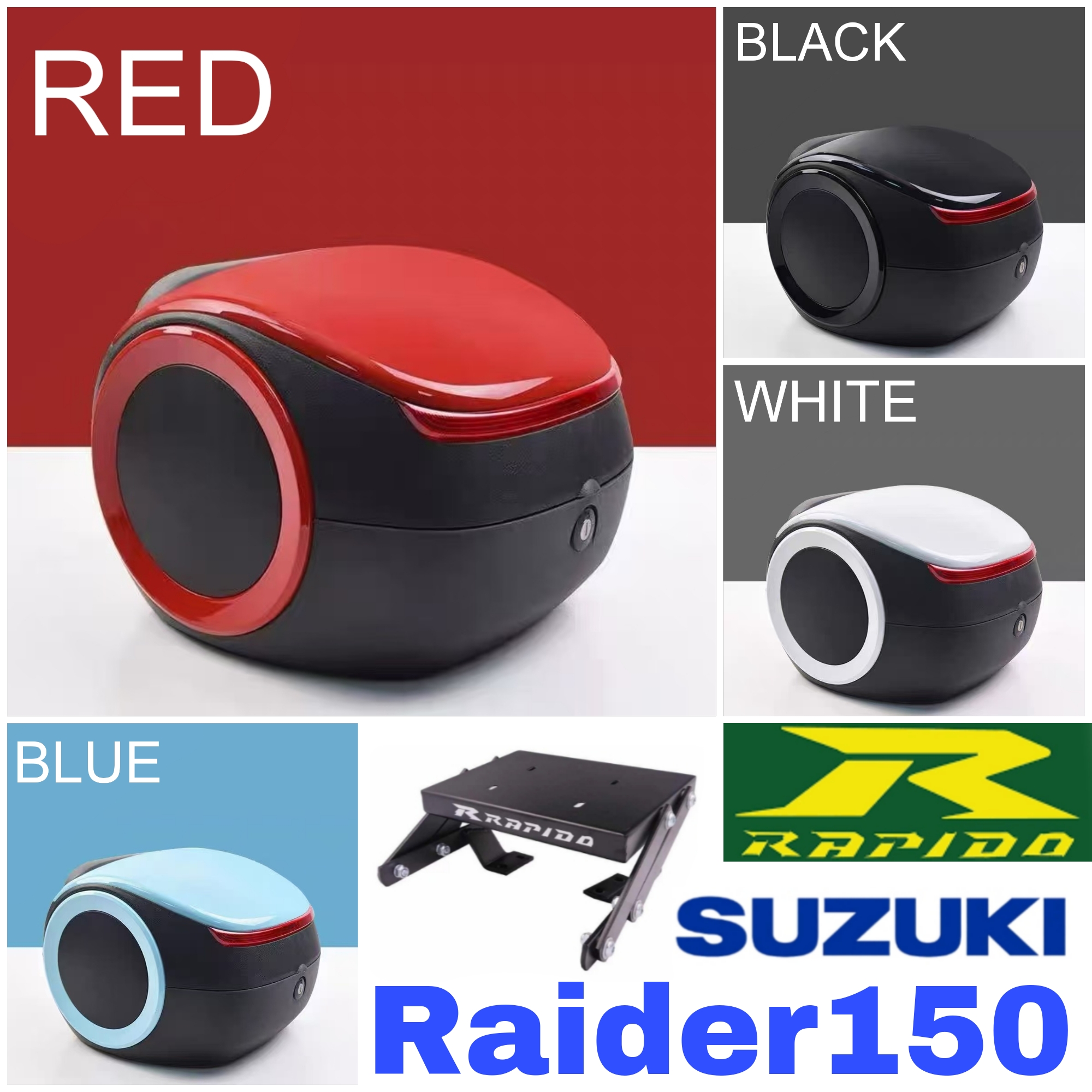 Combo Set Monorack Rapido SUZUKI RAIDER 150 Top Box Alien ABS Tail Box ...