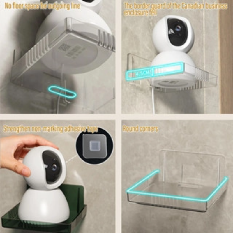 Wall Shelf No Drill Acrylic Stand Storage Rack Tray CCTV Wifi Router ...