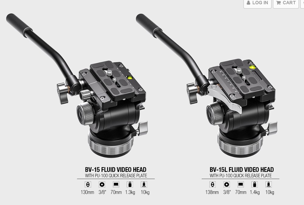 Leofoto BV-15 70mm / BV-15L 75mm Professional Video Fluid Head with PU-100D QR Plate Arca Swiss ...