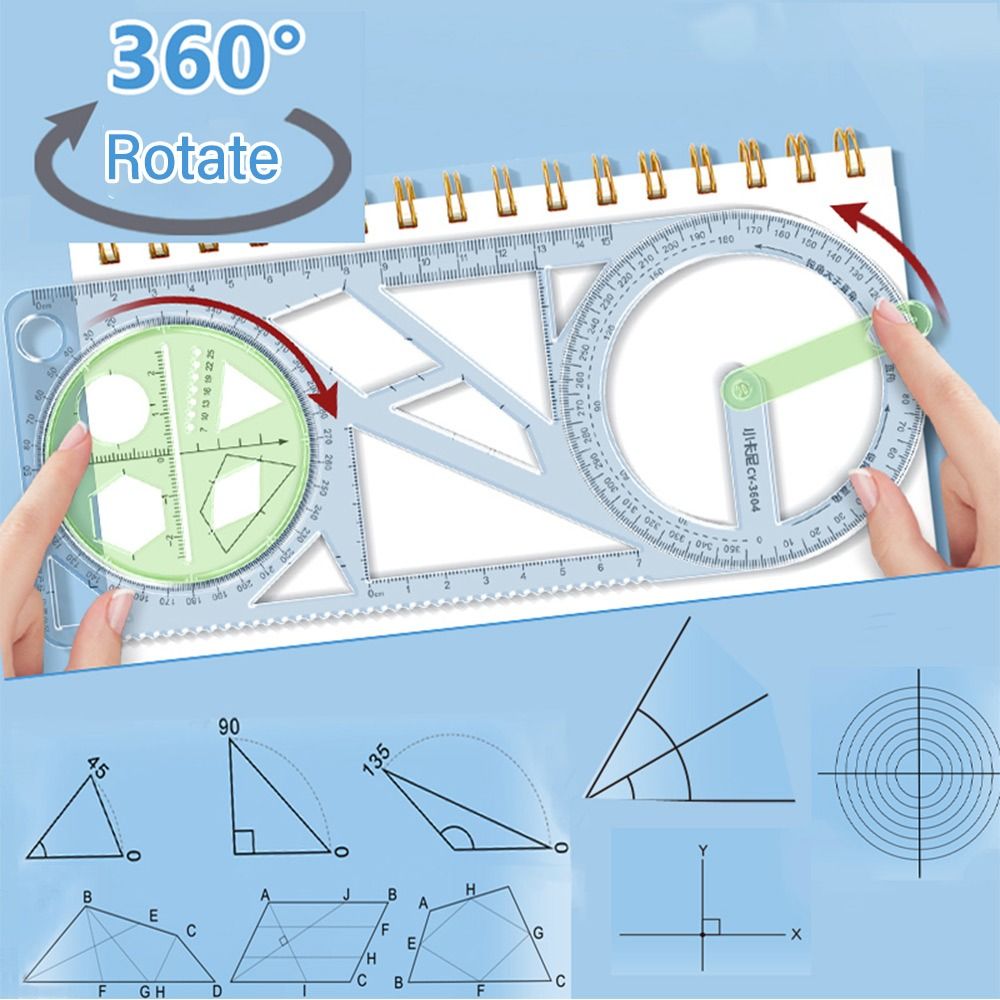 Stationery geometry drawing set rotatable geometry ruler angle ...