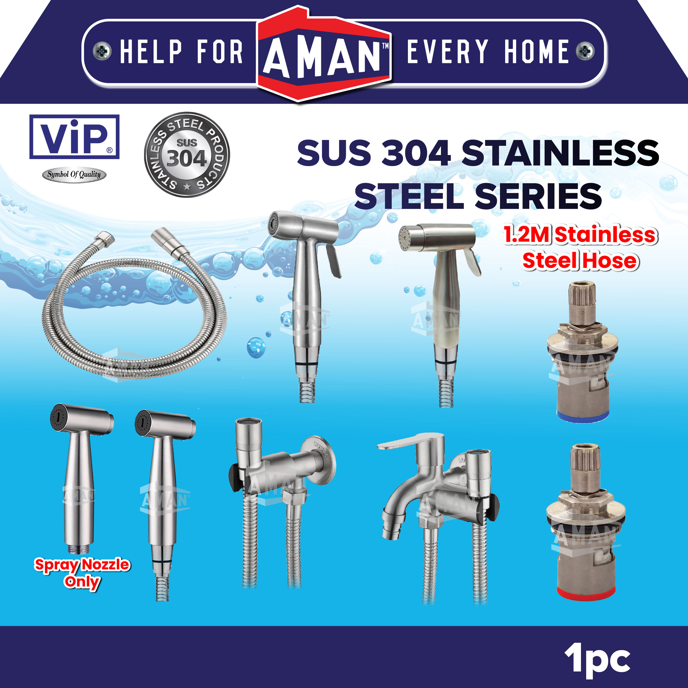 VIP SUS-304 Stainless Steel Push Button Hand Bidet Spray With Flexible ...