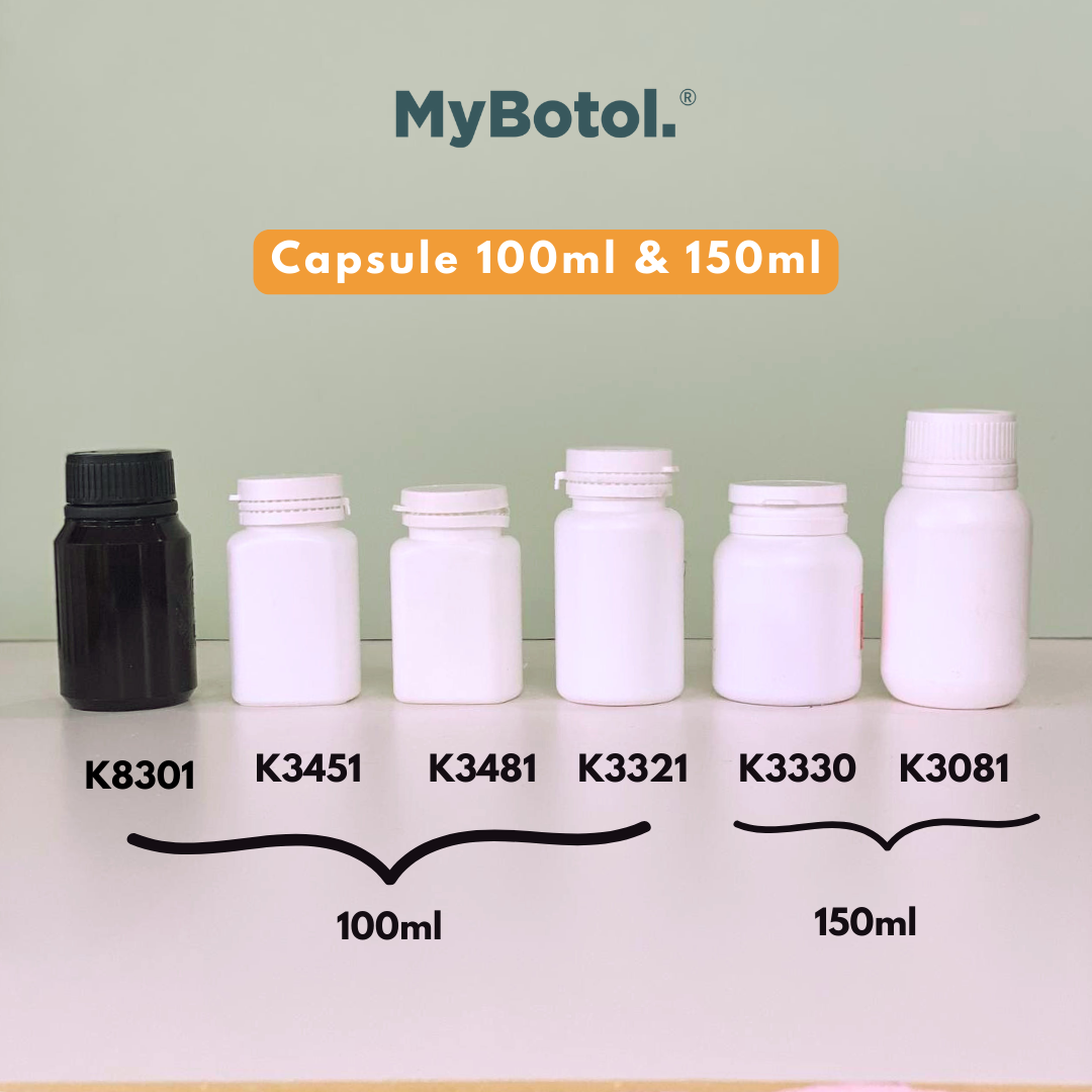[mybotol] 100ml 150ml Bottle Capsule Botol Kapsul Pill Container ...