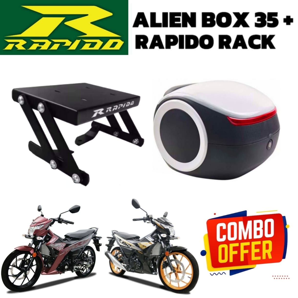 BOX ALIEN / BOX SIPUT 35L ABS + MONORACK RAPIDO SUZUKI RAIDER BOX ALIEN ...
