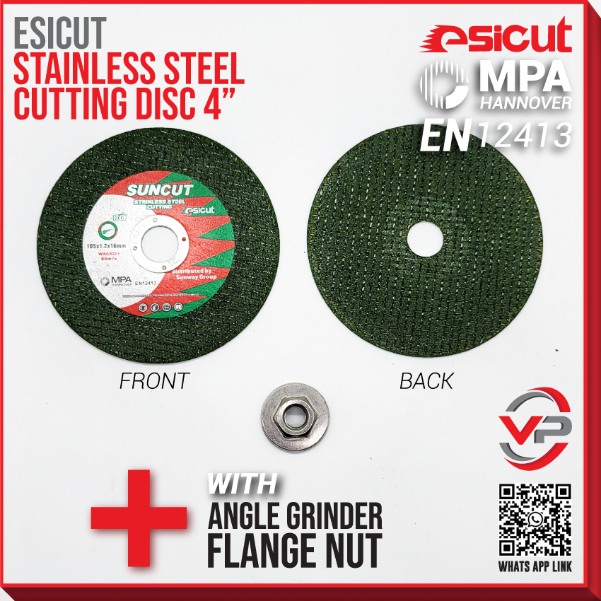 ESICUT 4" STAINLESS STEEL GREEN CUTTING DISC NIPIS FOR ANGLE GRINDER/10 ...