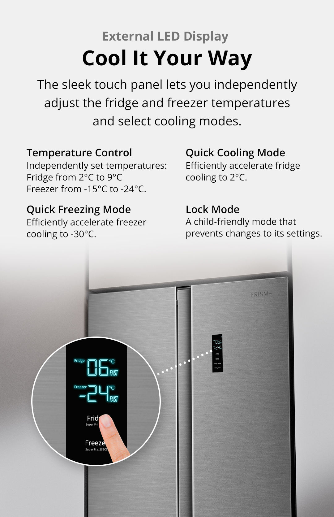 PRISM+ PureFresh SBS720 Two Door Refrigerator [New Launch] | Shopee ...