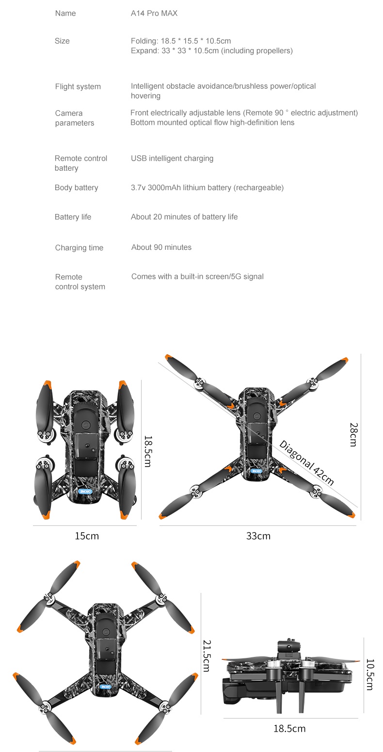 New A14 PRO MAX 5G Professional Foldable Quadcopter kapal terbang Drone ...