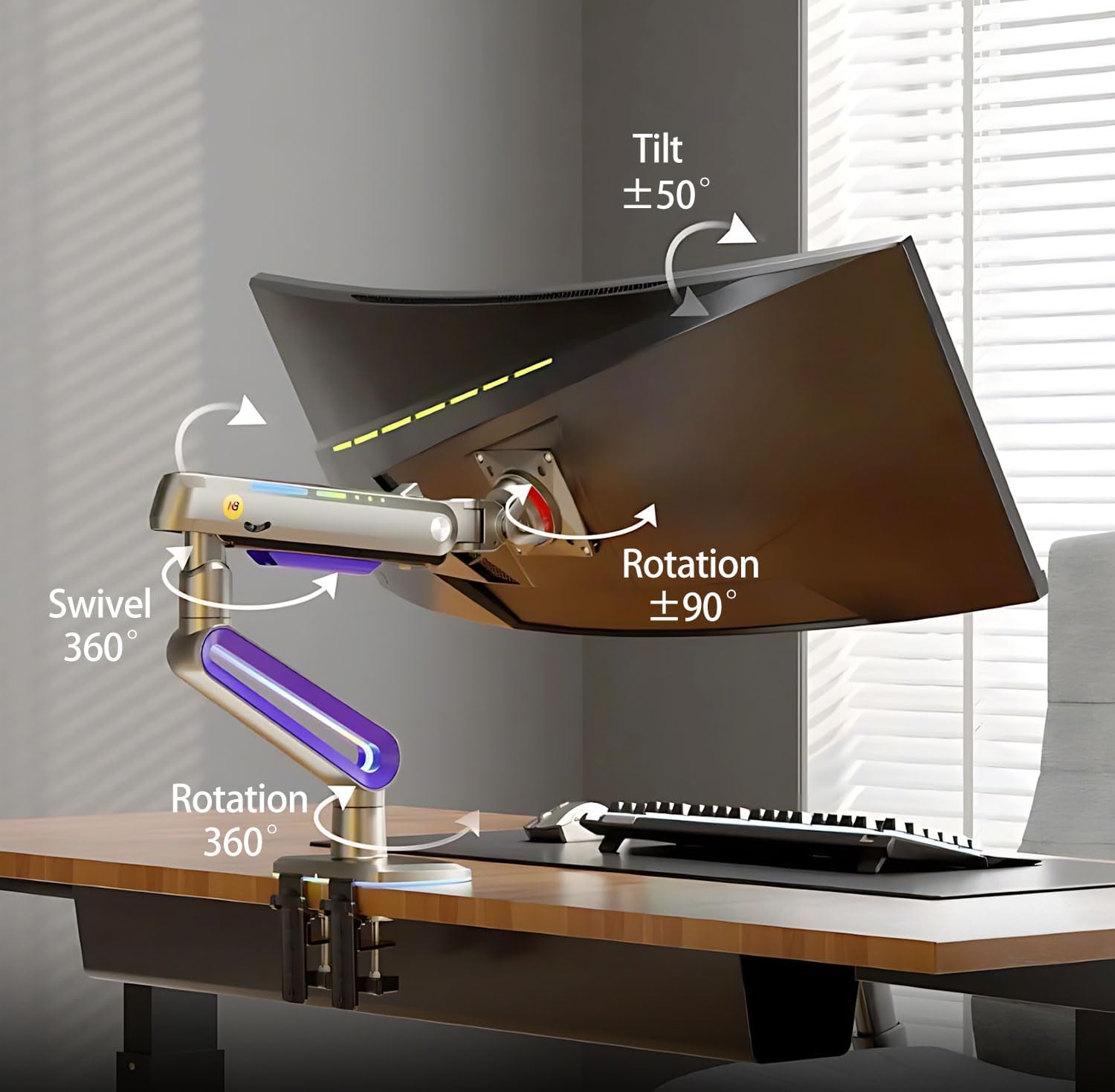 NB North Bayou G70 Gaming Monitor Arm with RGB Light support 22"-60 ...