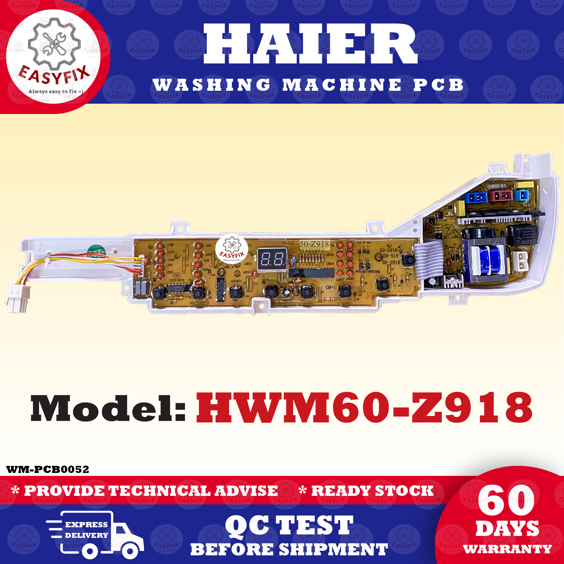 HWM60-Z918 HAIER WASHING MACHINE PCB BOARD (CONTROL BOARD) HWM60 Z918 ...
