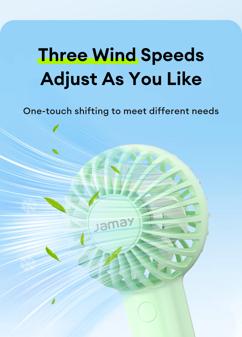 JAMAY Mini Fan USB Rechargeable Portable Small Hand Office Cooling Fan ...