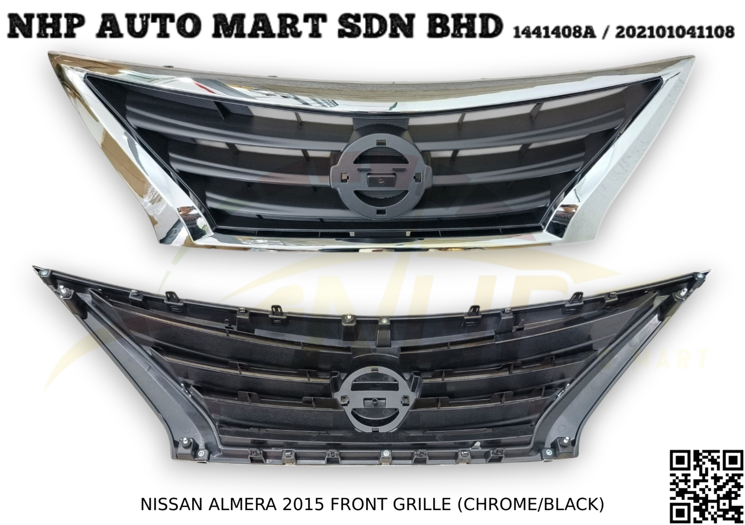 OEM Nissan Almera 2012 / 2015 Front Grille With Chrome Moulding ( Black ...