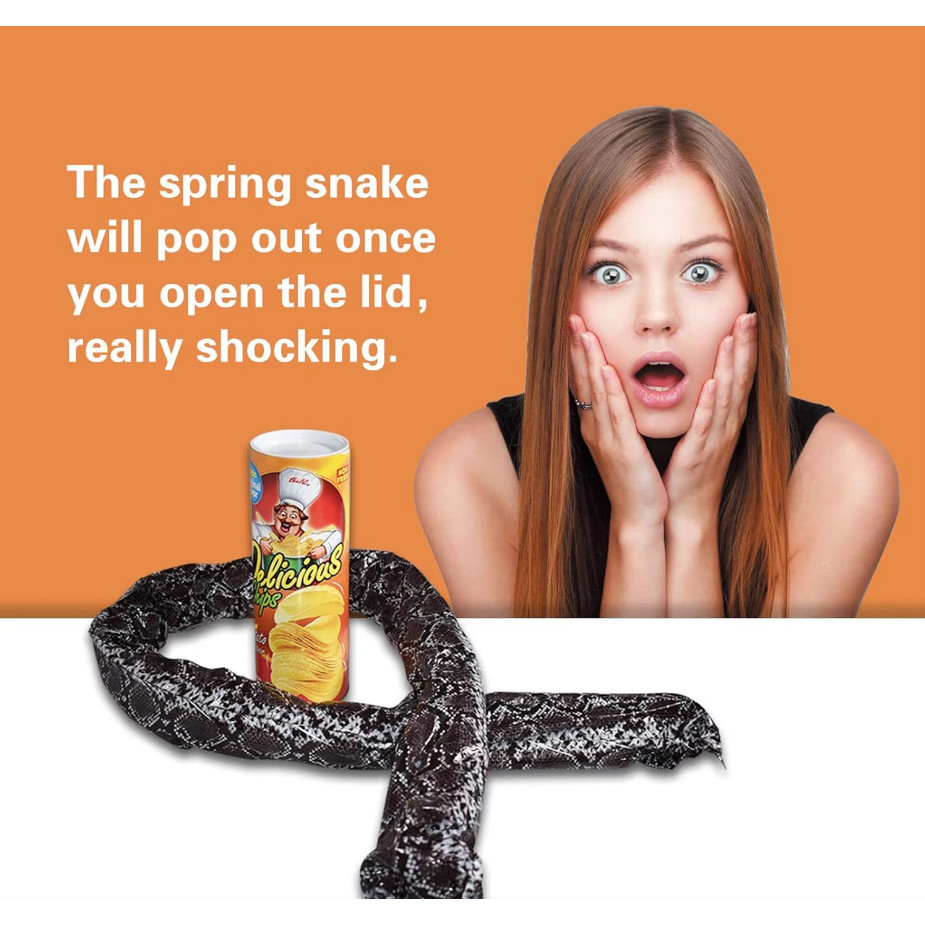 Funny Potato Chip Snake Jump Spring Scare Trick Toy Gift Fool Day ...