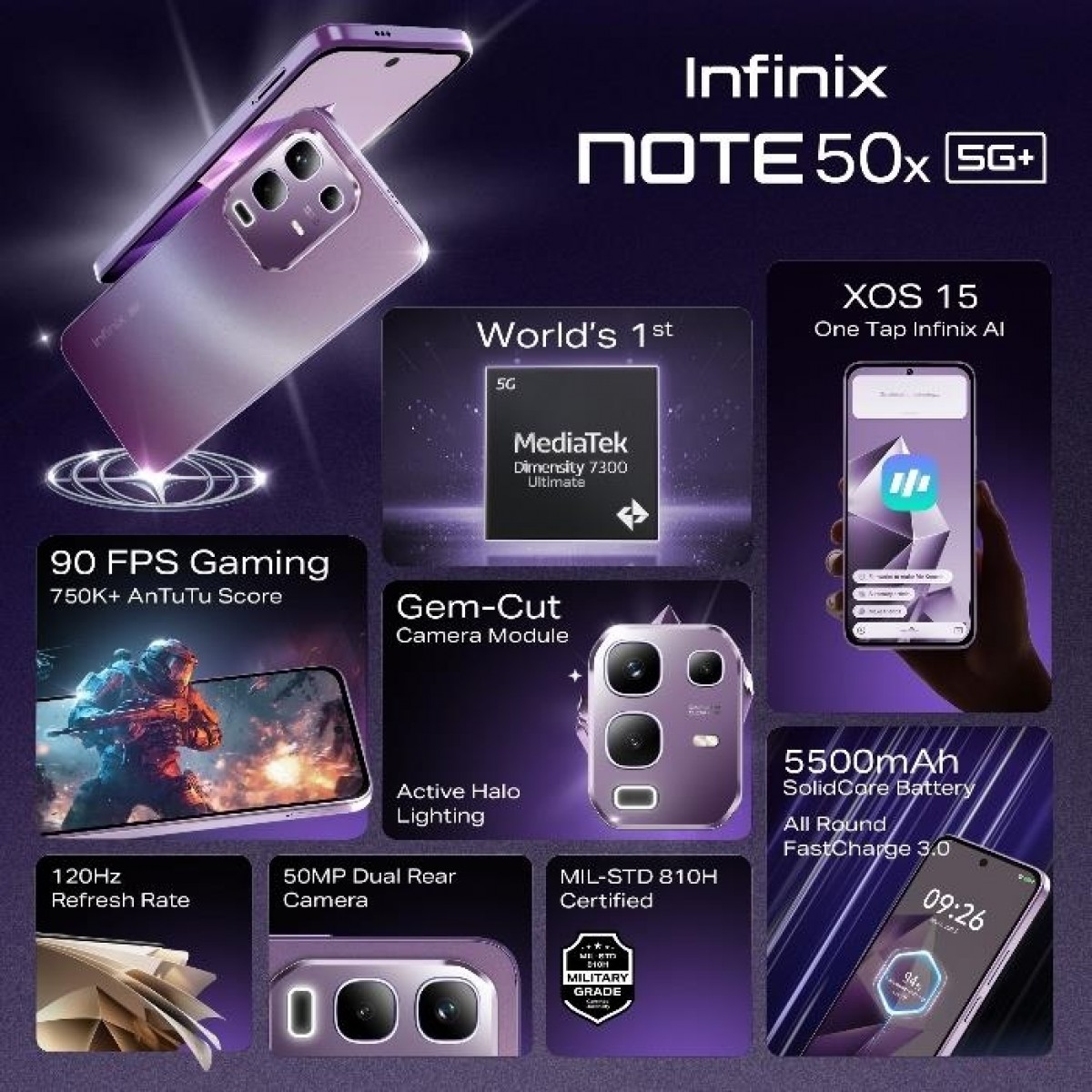 Infinix Note 50x 5G+ 16GB*(8+8)RAM +256GB ROM l Dimensity 7300 Ultimate 🎁Infinix Malaysia ...