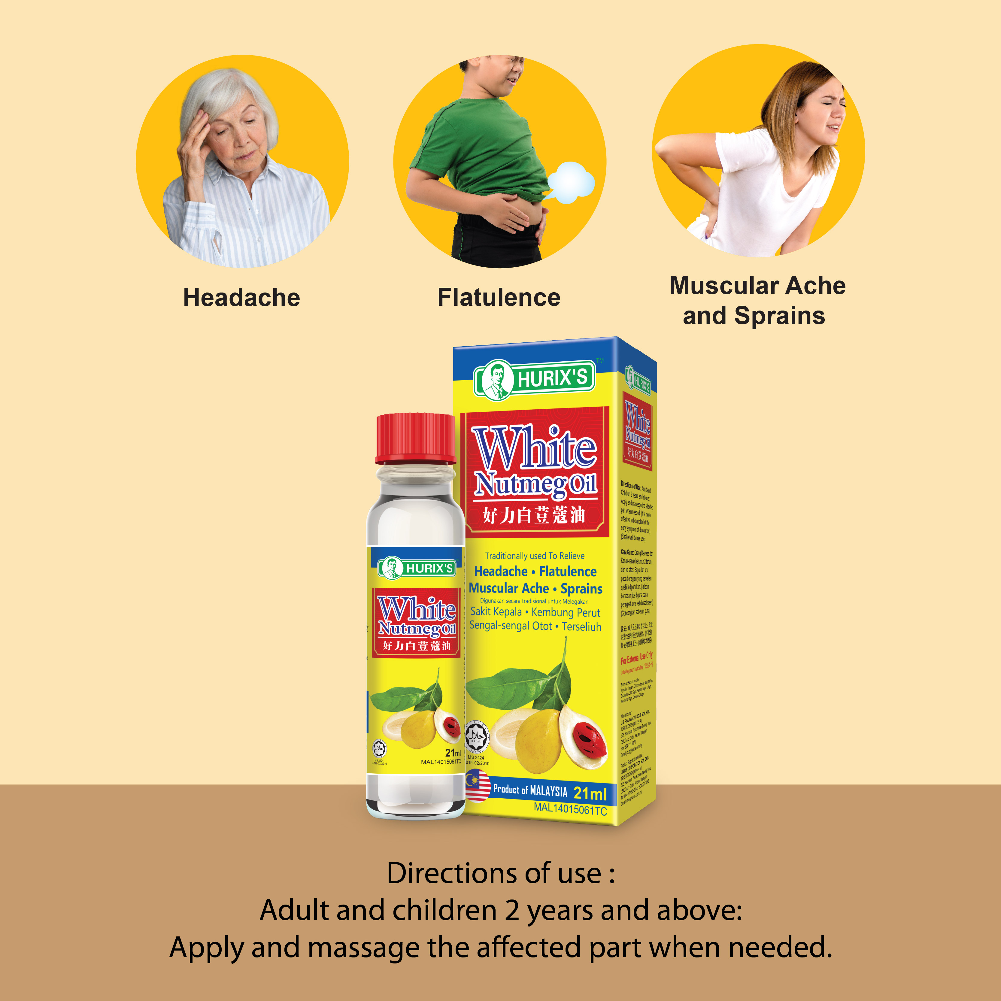 HURIX'S White Nutmeg Oil - Minyak Urut Tradisional - Sakit Otot ...